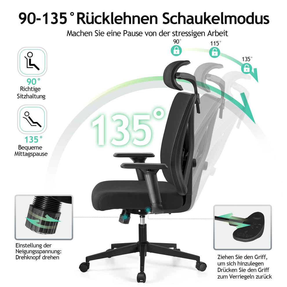 Silla Ergonómica KERDOM,Uso 8 horas,Avanzado Soporte Lumbar,Exclusivo ...